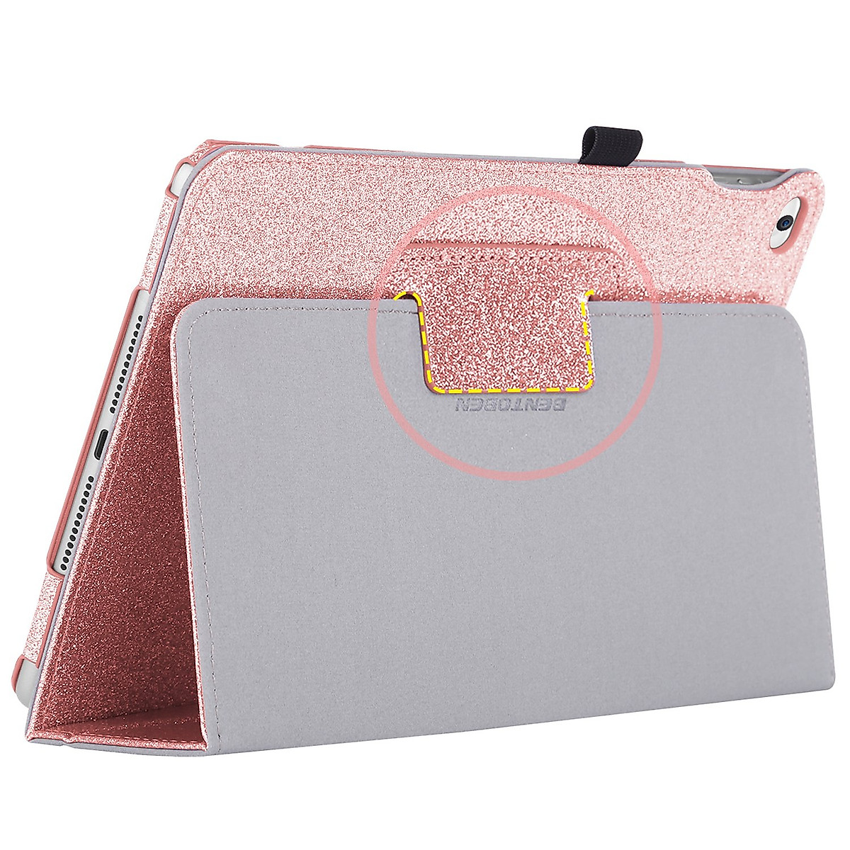 BENTOBEN for iPad Air 2 Case, iPad 6th Generation Case, iPad 5th Gen Case,Folio Folding Stand Auto Wake/Sleep with Pencil Holder Glitter PU Cover for iPad Air 2/Air 1, iPad 9.7 2018/2017,Rose Gold