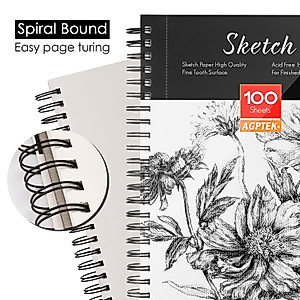 AGPTEK Sketch Book, Art Sketch Book 9''X12, 2 Packs (68lb/100g), Spiral Bound with Easy-to-Remove Pages, Great for Artists, Writers & Illustrators