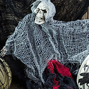 JOVITEC 4 Pack Halloween Creepy Cloth Spooky Fabric Cloth Loose Weave Gauze Freaky Cheesecloth for Haunted Halloween Party Decoration (2 Yards x 30 Inch，Black)