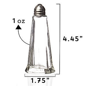 12 Pack of Tower Spice Shakers - 1 Oz Refillable Glass Dispenser & Stainless Steel Chrome Top Lid for Spices, Salt, Pepper & Seasonings for Gourmet Food, Restaurant Dining & Home Kitchen Supplies