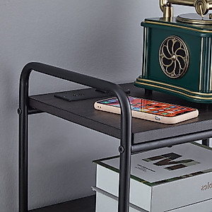 OLD CAPTAIN 3 Drawer Fabric Dresser with Charging Socket Tall Nightstand for Bedroom,Brown+Dark Grey…