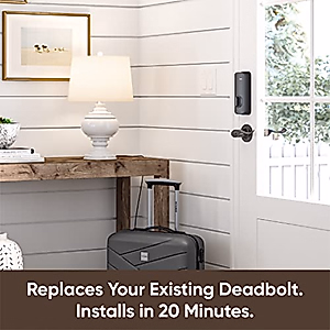 Wyze Lock Bolt, Fingerprint Keyless Entry Door Lock, Smart Bluetooth Deadbolt Replacement, Backlit Keypad, IPX5 Weatherproof, in-App History and Scheduled Access, Auto-Lock, BHMA, UL 20-Min Fire Rated