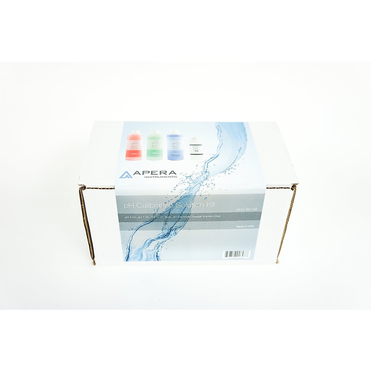 Apera Instruments, LLC-AI1109 8oz. pH Calibration Buffer Solution Kit (pH 4.00, 7.00 & 10.01), plus 4oz 3M KCL Storage Solution for pH/ORP Electrodes