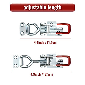 2 PCS Heavy Duty Toggle Clamp Latch 4002 Adjustable Latch Hardware, 551Lbs Holding Capacity, Quick Release Pull Latch Clamp for Box Case Trunk, Industrial EquiIpment, Smoker Door and More (4.9inch)
