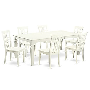 East West Furniture LGLG7-LWH-W Dining Table Set, 7-Piece