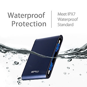 Silicon Power 2TB Rugged Portable External Hard Drive Armor A80, Waterproof USB 3.0 for PC, Mac, Xbox and PS4, Blue