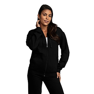 Fruit of the Loom Eversoft Fleece Hoodies, Pullover, Moisture Wicking & Breathable, Sizes S-4x, Black Full Zip, Large