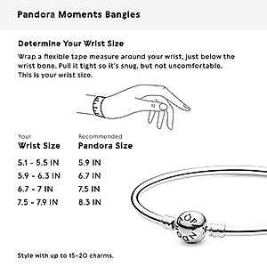 Pandora Moments Sterling Silver Ball Clasp Bangle for Women - Compatible Moments Charms - Bangle Charm Bracelet - Gift for Her - 6.7"