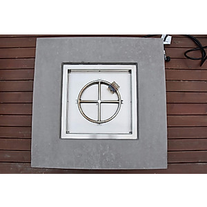 Elementi Manhattan Outdoor Table 37 Inches Natural Gas Patio Heater Concrete Firepits Outside Electronic Ignition Backyard Fireplace Cover Lava Rock Included