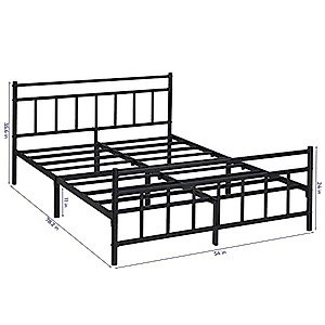 GreenForest Full Size Bed Frame with Headboard Metal Platform Bed with Heavy Duty No-Noise Steel Slats Strong Support Mattress Foundation, No Box Spring Needed, Full Size