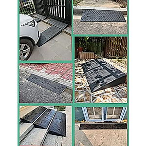 GUENZO Threshold Ramp, Heavy Duty Rubber Curb Ramp for Cars/Motorcycle/Wheelchair, Home/doorways/Garden Steps/driveways/Garage/Sheds Entry Ramp, 2/3/4/5 inch Rise (Size : 100x25x9cm)