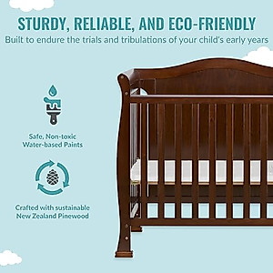Dream On Me Addison Full Panel 4-in-1 Convertible Mini Crib in Espresso, JPMA Certified Baby Crib, Non-Toxic Finish, New Zealand Pinewood, Low to Floor Design