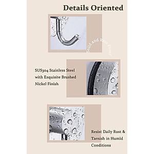 Towel Hooks for Bathroom 2 Pack (Brushed Nickel) - Shower Suction Hook Loofah Bathrobe Cup Heavy Duty Glass Windows Tile Door 304 Stainless Steel Bathroom Hooks