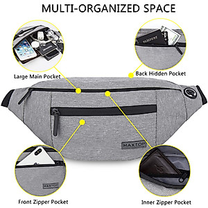 Large Fanny Packs Belt Bag for Women Men Cross Body with 4-Zipper Pockets Gifts for Enjoy Festival Sports Yoga Workout Running Casual Hands-Free Waist Pack Travel Essentials Carrying All Size Phones