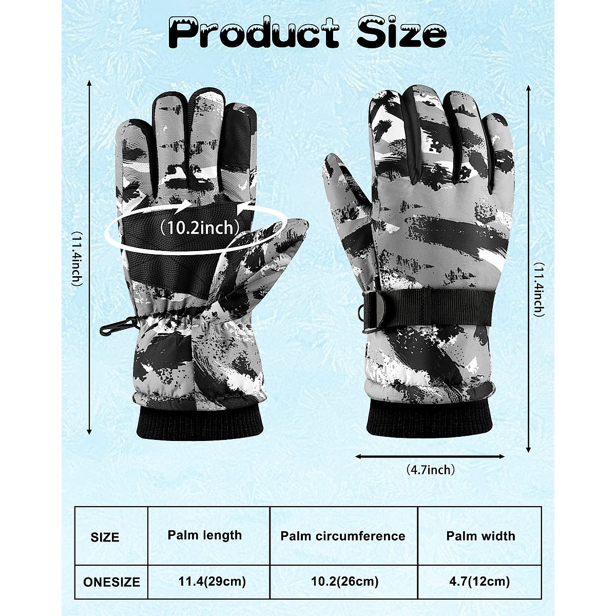 ONESING Ski Gloves Men Snowboard Gloves Waterproof Touchscreen Gloves Warm Winter Snow Gloves for Men Women Cold Weather