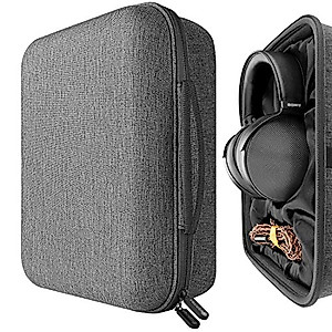 Geekria Shield Case for Large Sized Over-Ear Headphones, Replacement Protective Hard Shell Travel Carrying Bag with Cable Storage, Compatible with ATH-AWKT, Sony MDR-Z1R (Drak Grey)