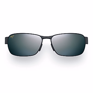 Maui Jim Men's and Women's Black Coral Polarized Rectangular Sunglasses, Matte Black/Neutral Grey, Large