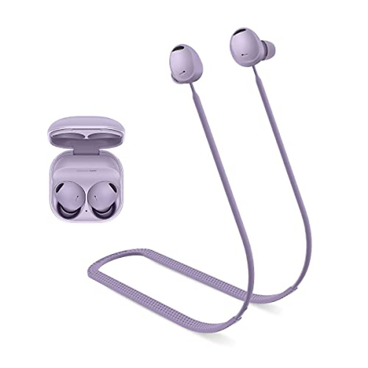 Woocon Galaxy Buds 2 Pro Strap,Soft Strong Silicone Special Anti-Skid Design Sports Anti Lost Headphones Lanyard Accessories ONLY Compatible with Samsung Galaxy Buds 2 Pro Earbuds Neck Rope Cord-Lilac