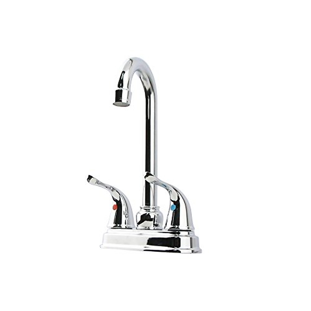 StoneCrest Dual Control 4" Metal Bar Faucet with Tea-Pot Style Handles, Chrome Finish.