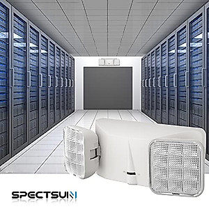 SPECTSUN 1 Pack Led Emergency Lighting White, Adjustable Square Head Emergency Light with Battery, White Emergency Light/Led Emergency Light/Emergency Lighting Fixture/Emergency Exit Light