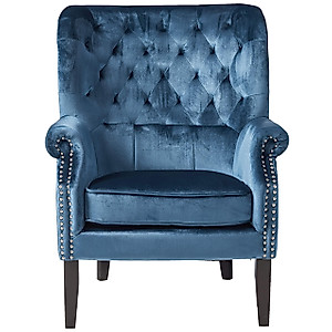 Christopher Knight Home Tomlin Velvet Club Chair, Cobalt 32D x 31W x 41H Inch