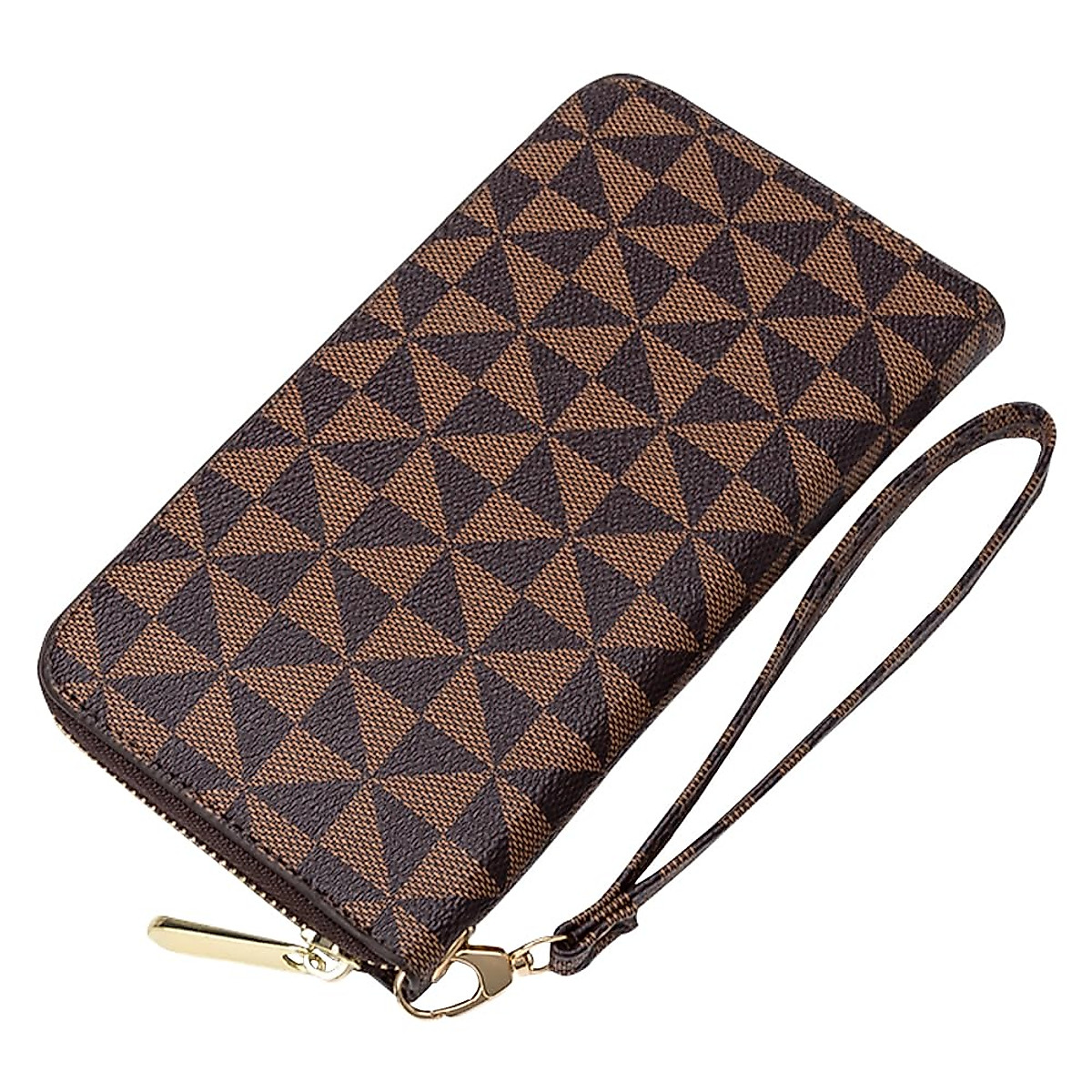 Women's wallet Wristlet Wallets for Women Large capacity travel zipper wallet multi card men's mobile phone change wallet Womans Wallet Ladies Wrist Wallet (Brown)