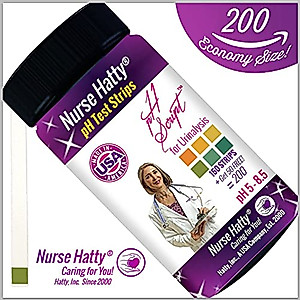 Nurse Hatty® - 200ct. pH Strips w Free App - Made-in-The-USA (Economy Size - Single PAD) - pH Test Strips for Alkaline & Acid Levels for Home & Lab Use + 300+ Pages of Edu Pack - pH Scale of Urine