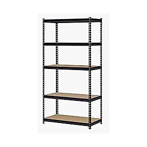 Fhdpeebu Super Large Bearing Capacity and Space Heavy Duty 5-Tier Steel Shelving Storage Racks for Home Warehouse Storage, Black, 4000 lbs Capacity (UR185P-BLK)