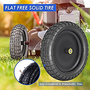 (2-Pack) 13‘’ Tire for Gorilla Cart Replacement Wheels, Flat Free Solid Wheelbarrow Tires for Heelbarrow, Garden Cart, Trolleys, Hand Trucks and Yard Trailers, 5/8 Inch Axle Borehole and 2.1” Hub