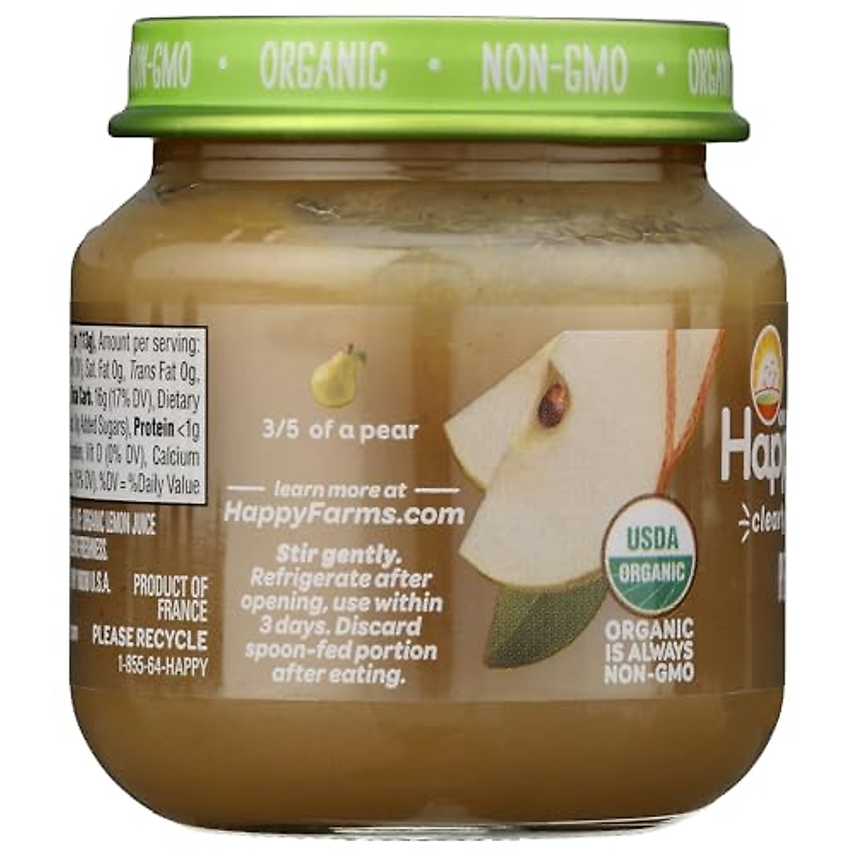 HAPPY BABY Organic Stage 1 Pears, 4 OZ