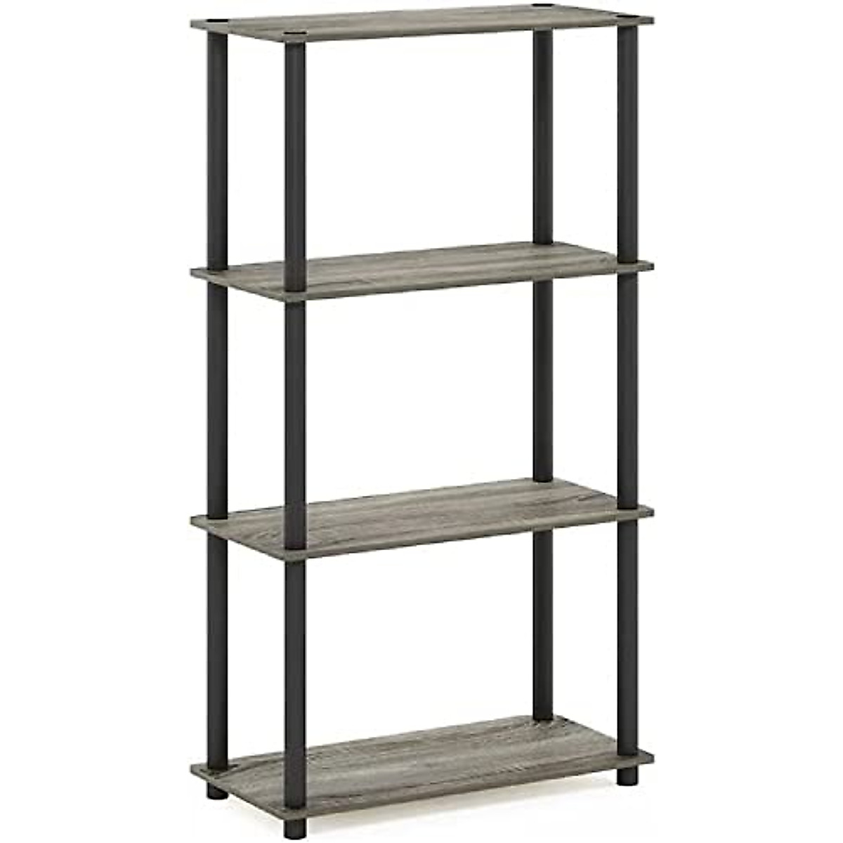 Furinno (99557GYW/BK) Turn-N-Tube 4-Tier Multipurpose Shelf Display Rack - French Oak Grey/Black