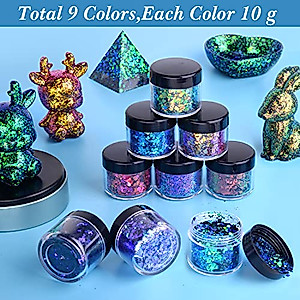 Chunky Glitter for Epoxy Resin,9 Boxs Chameleon Colors Shift Chunky Glitter Mixed Fine Glitter, Holographic Iridescent Glitter Flake Sequin for Tumbler Craft, Nails, Makeup