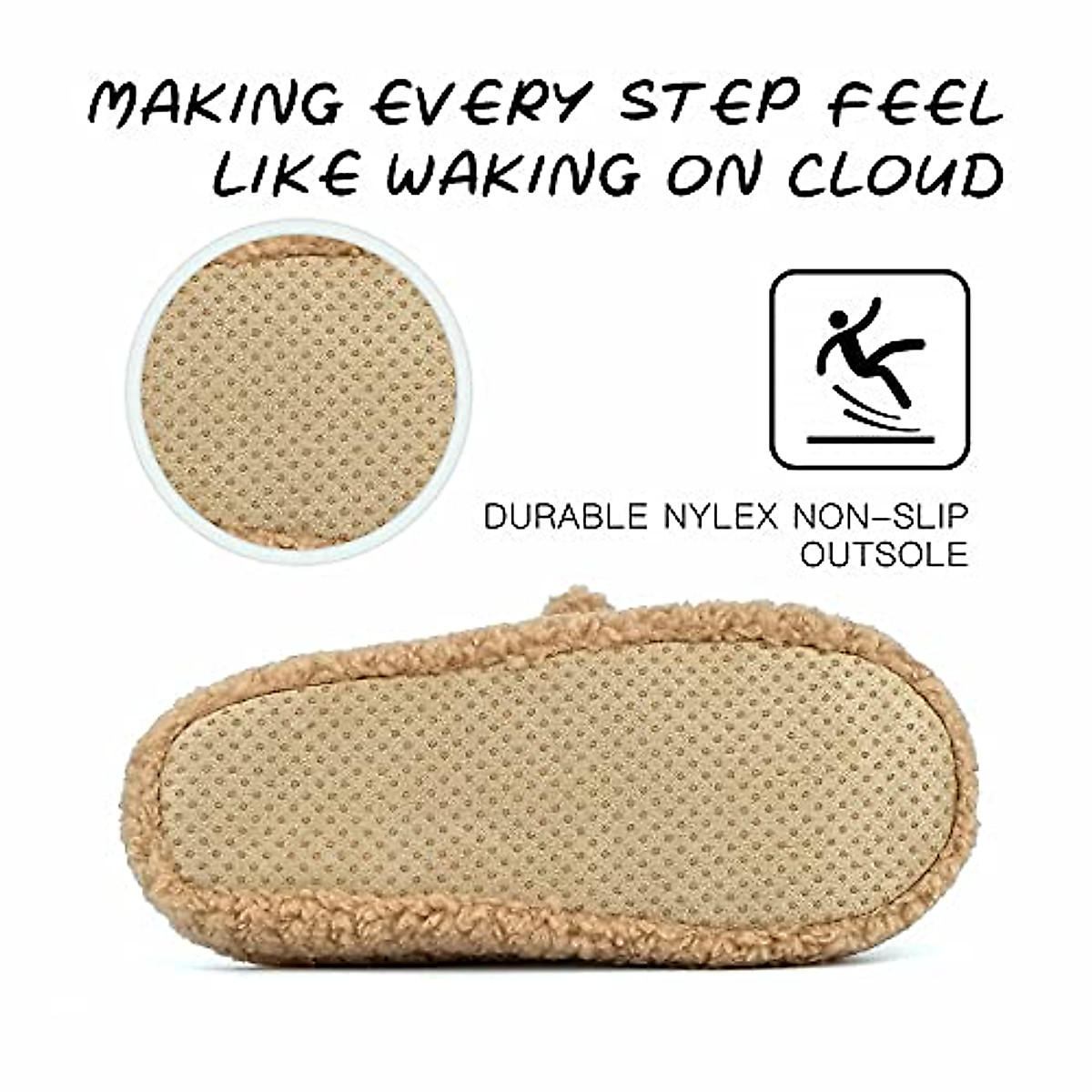 SKYWHEEL Adult Reindeer Slippers for Womens Size 8-9 House Indoor Bedroom Furry Durable Lightweight And Non-Slip (Brown,M)