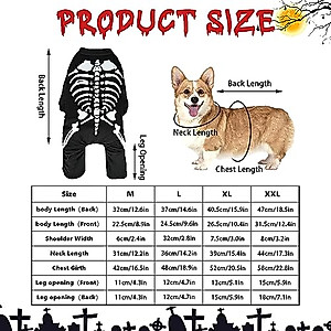 Hying Halloween Pet Costume for Dogs Cats, Halloween Skeleton Dog Costumes Clothes Pet Jumpsuit Shirt Outfits Costume Skull Hoodie Pet Clothes Apparel for Puppy Dog Cat Cosplay Dress Up Supplies (L)