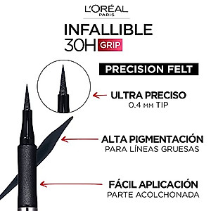 L’Oréal Paris Cosmetics Infallible Grip Precision Felt Eyeliner, Smudge Resistant, Long Lasting Waterproof Eyeliner, Black, Black, 0.03 fl oz