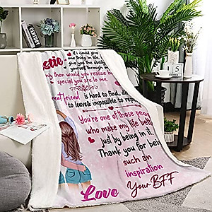 Best Friend Birthday Gifts for Women, Friendship Gifts for Women Friends, Best Friend, Best Friend Blanket 50 x 60, Soft Sherpa Throw Blanket Gifts for Women Sister Girls BFF