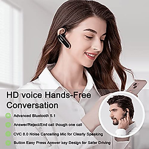 munash Bluetooth Headset Wireless Handfree Earpiece V5.1 with 500mAh Battery Display Charging Case 96 Hours Talking Time Built-in Microphone for iPhone Android Cell Phone Driver/Business/Office