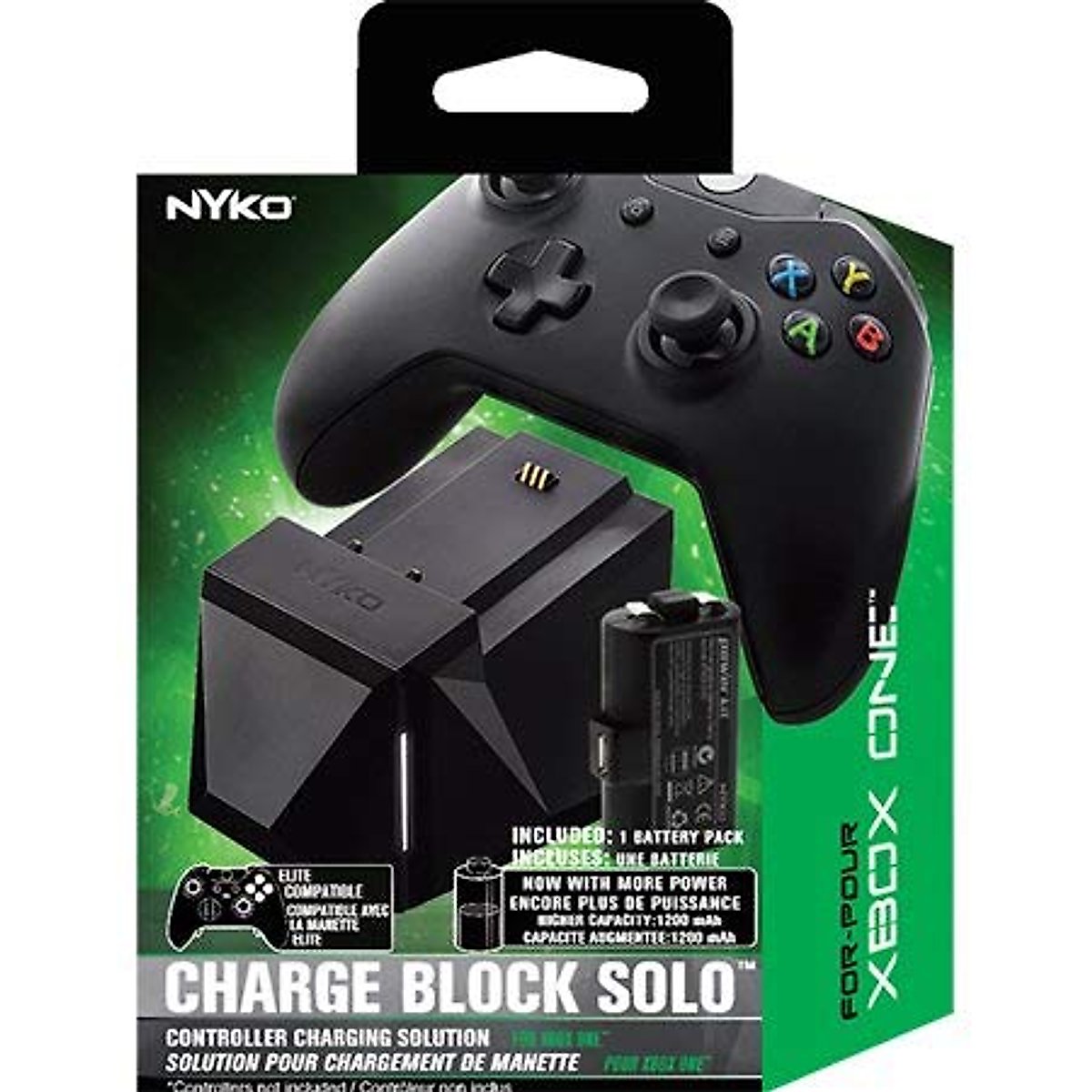 Nyko Charge Block Solo - Xbox Controller Charging Station w/ 1 Battery Pack & Micro-USB Charge Cable -Xbox one Only/Not Compatible with Xbox S/X or Xbox Controllers with a Home Button
