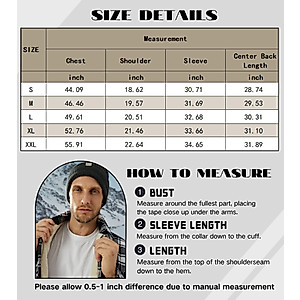 EKLENTSON Jacket for Men Fleece Flannel Plaid Jacket Casual Stylish Travel Coat Thermal Jacket Sherpa Coat Blue Grey 2XL