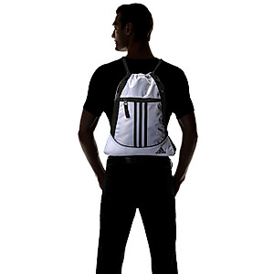 adidas Alliance Sackpack, Drawstring, Lightweight Small Gym Bag for Women, Soccer Backpack, White/Black/Black, One Size