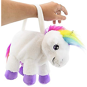 PLUSHIBLE BRIDGING MILES WITH SMILES Plush Unicorn Purse - Soft, Fluffy, Functional Stuffed Unicorn Purse for Kids - Cute Stuffed Animal Unicorn Toy