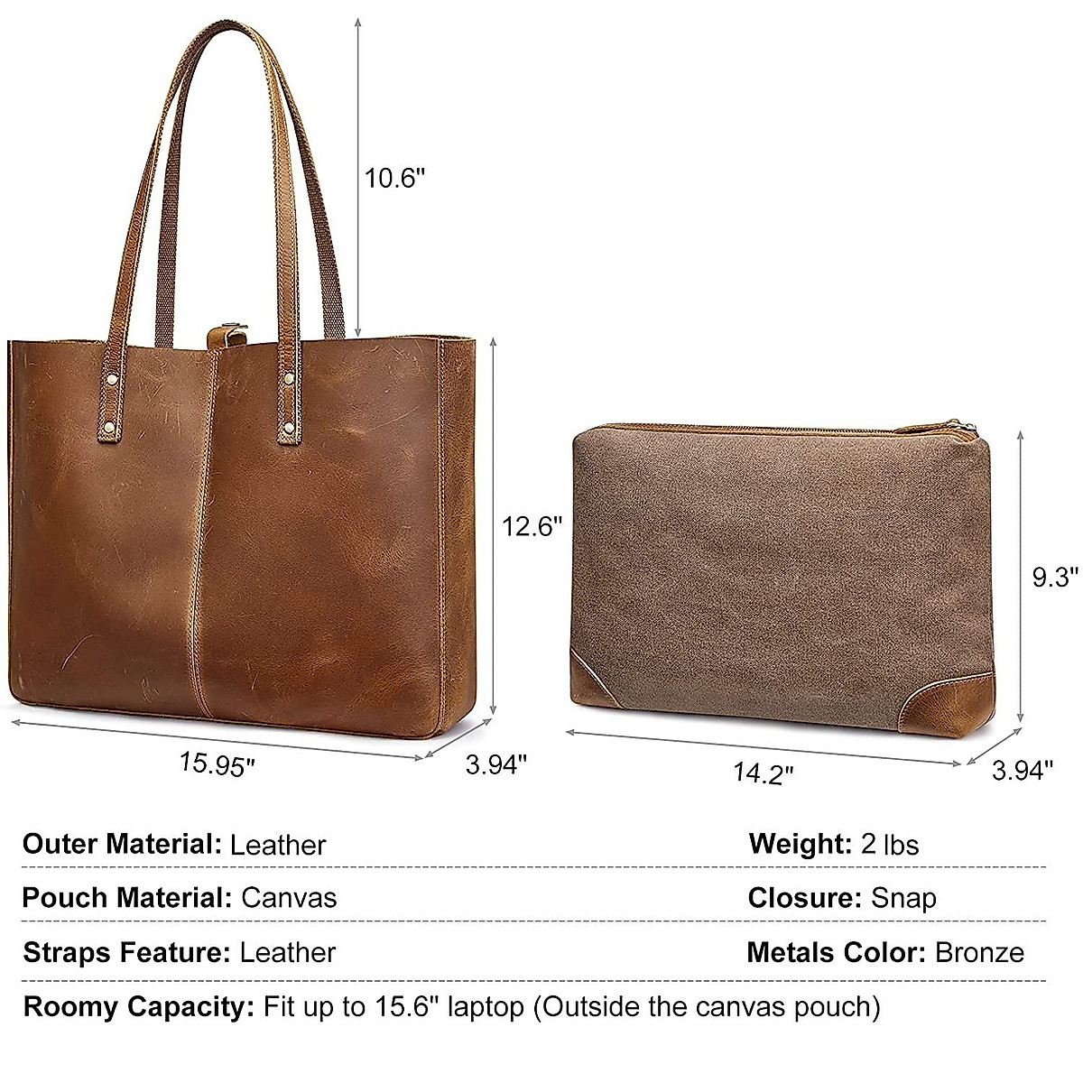 Leather Fair WOMENS LEATHER TOTE HANDBAG FOR LIFETIME WITH INNER BAG