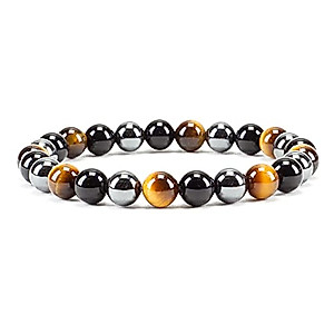 Cherry Tree Collection - Small, Medium, Large Sizes - Gemstone Beaded Bracelets For Women, Men, and Teens - 8mm Round Beads (Triple Protection Gold - Medium)