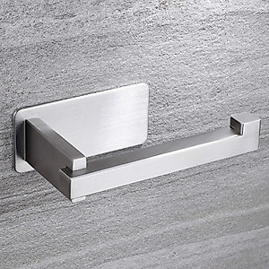 YIGII Toilet Paper Holder - Self Adhesive Toilet Roll Holder Wall Mount Stainless Steel Toilet Paper Roll Holders No Drilling for Bathroom Washroom, Silver
