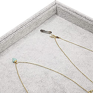 Juvale Grey Velvet Stackable Jewelry Organizer Tray for Necklaces, Rings, Display for Pendants, Earring Storage (13.8 x 9.5 in)