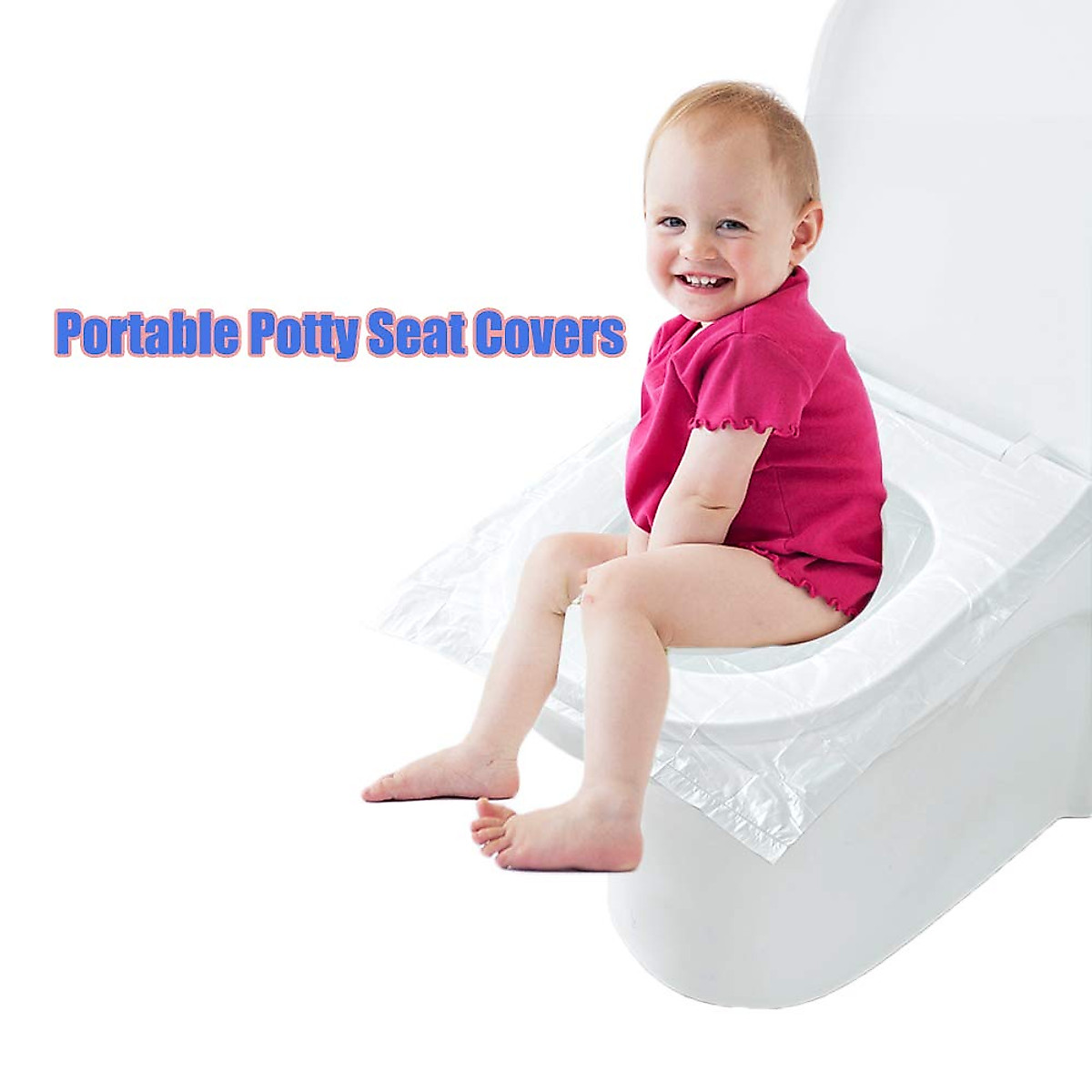 100 Pack Disposable Plastic Toilet Seat Covers,Portable Potty Seat Covers for Travel,Toilet Seat Protectors for Toddler Potty Training,Pregnant Mom,Individually Pack