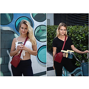 AOCINA INICAT Small Sling Bag Crossbody Vegan Leather Fanny Packs for Women Fashionable Chest Bag for Travel(0-Red)