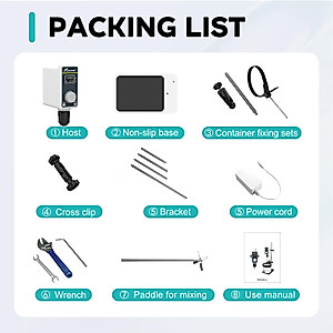 LAB FISH Overhead Stirrer Lab Stirrer | Stirring Rod and Stainless Steel Stand | Mixer Adjustable Speed 100-1500RPM Capacity 20L 20000 mPas Timing 1min-24h AC 100-240V 50W