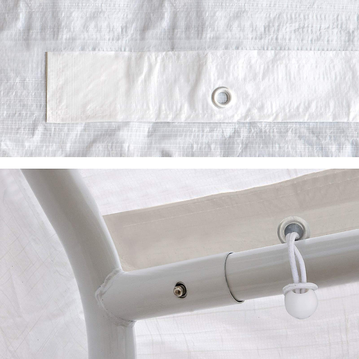 BenefitUSA 12'x20' Carport Canopy Tent Garage Replacement Top Tarp Car Shelter Cover w/Ball Bungees (with Edge)