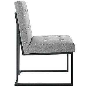 Modway Privy Upholstered Fabric Black Stainless Steel Dining Chair in Black Light Gray